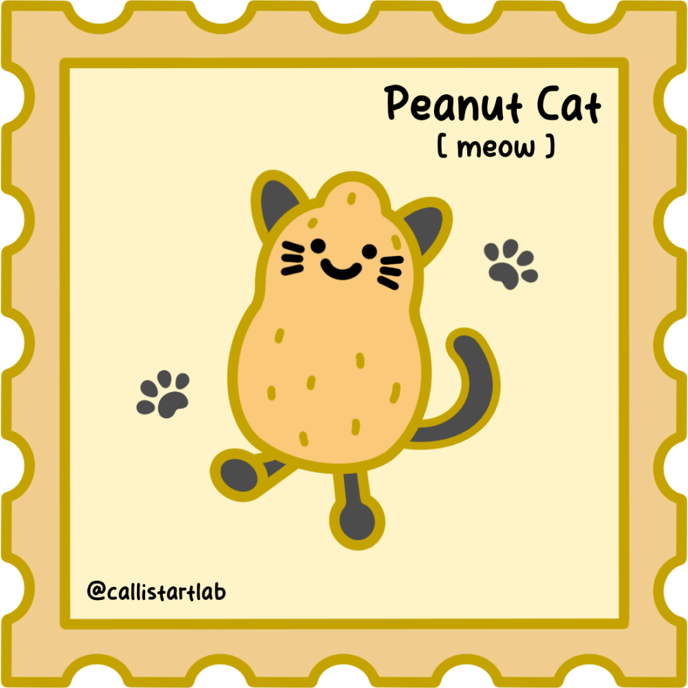 Peanut Cat Gold Vinyl Sticker – Callista Art Lab